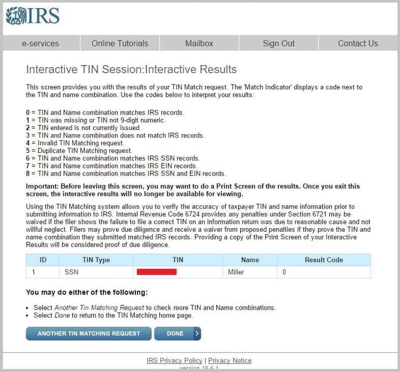 IRS Taxpayer Identification Number (TIN) Matching Service (Steps for ...